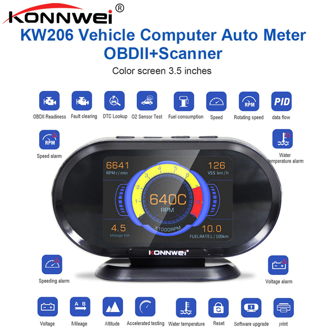 Konnwei KW206 Tacometro Digital / Escaner Digital El Salvador – Trip ...